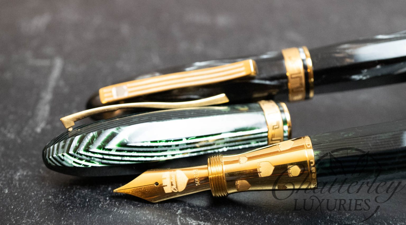 Chateau Monarch Celluloid Fountain Pen Collection - Yellow Gold Trim ...