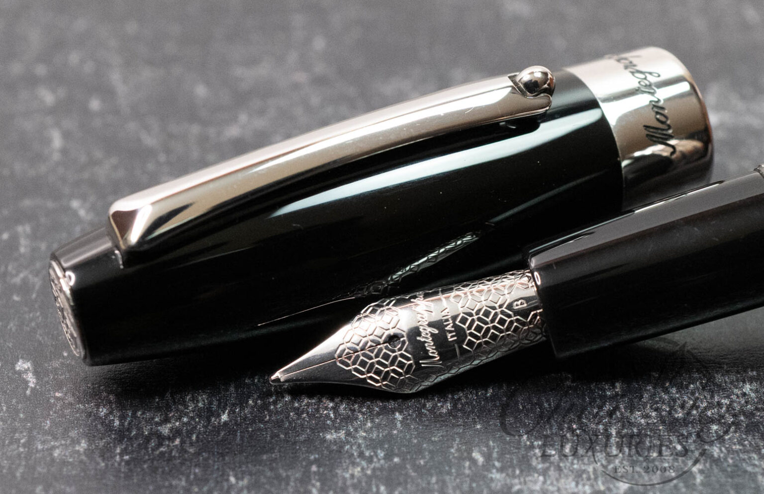 Montegrappa Fortuna Black Fountain Pen with Broad Nib - Chatterley