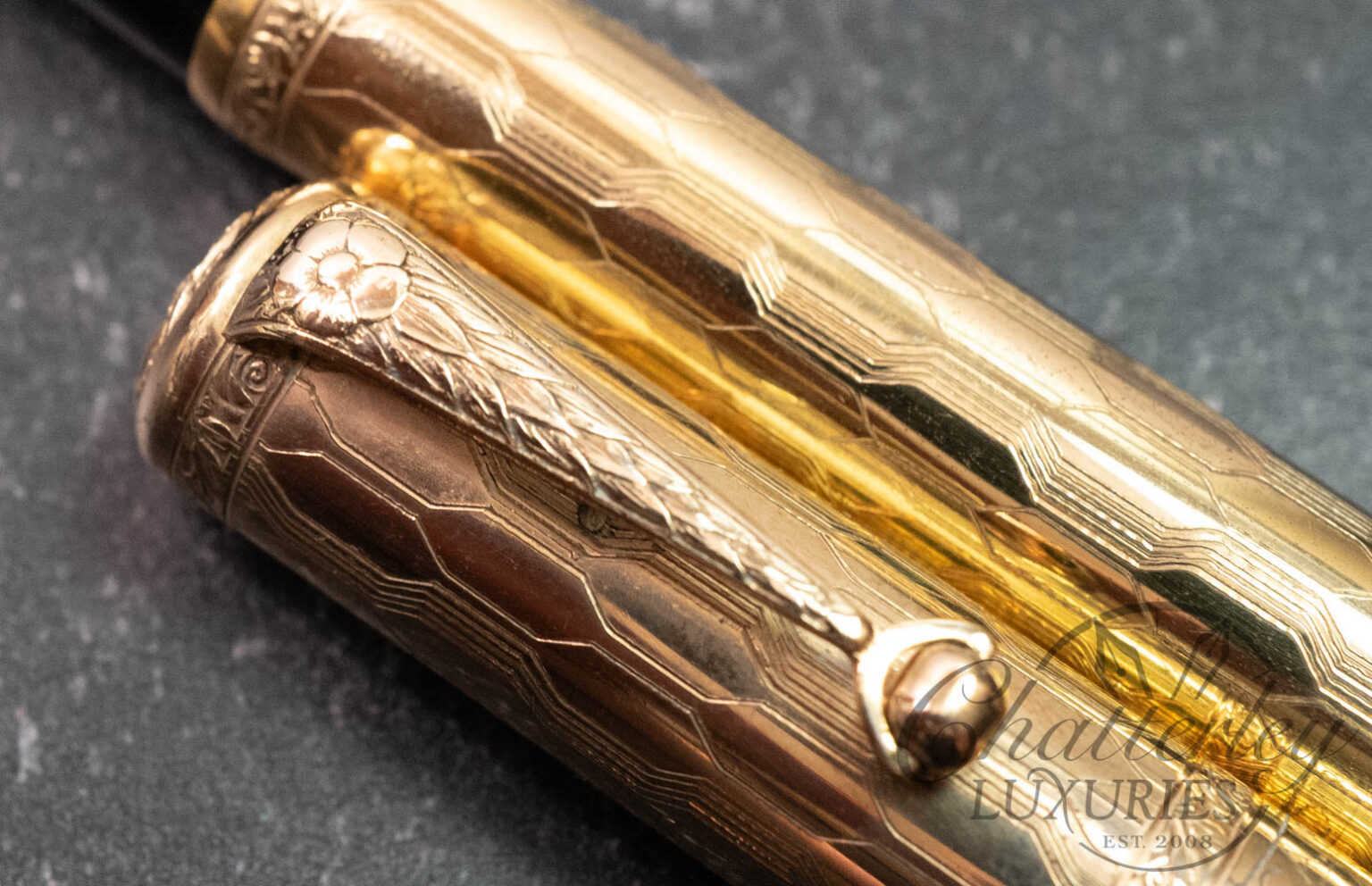 Atlantica Vintage Italian Overlay 18k Rolled-Gold Safety Fountain Pen ...